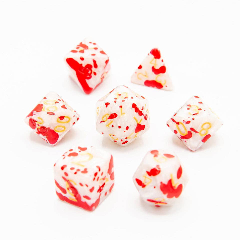 Bloodstained Ivory | Acrylic Dice | 7 Piece Set - The Board Game Hut