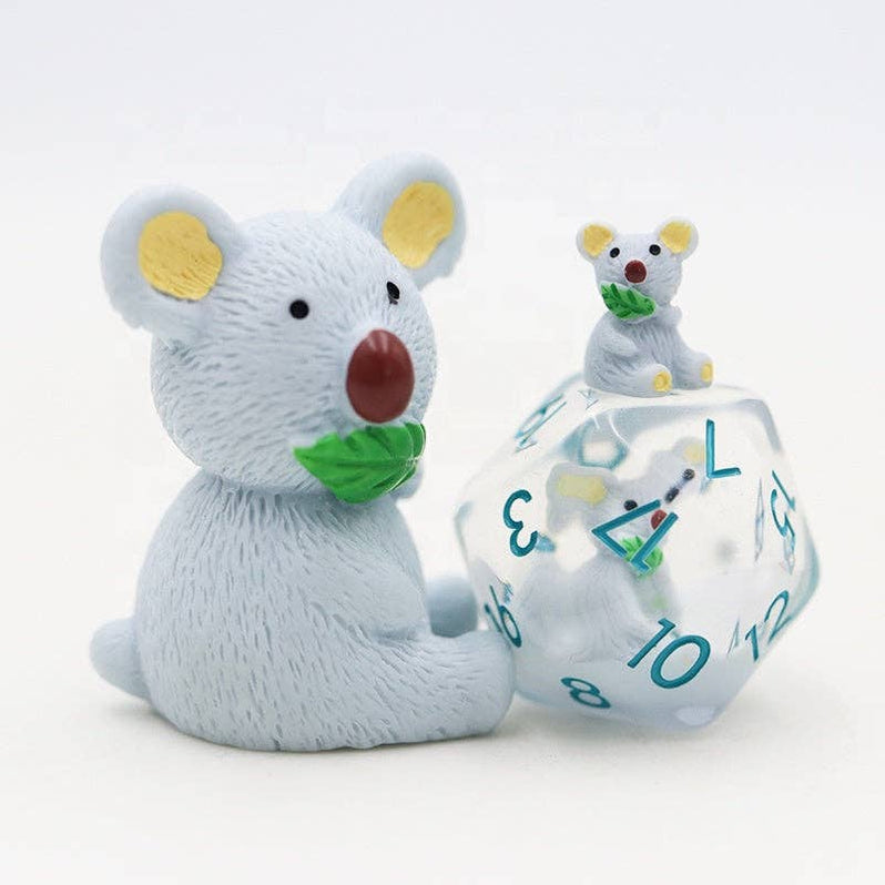 Cuddly Koalas | Resin Inclusion Dice | 7 Piece Set - The Board Game Hut