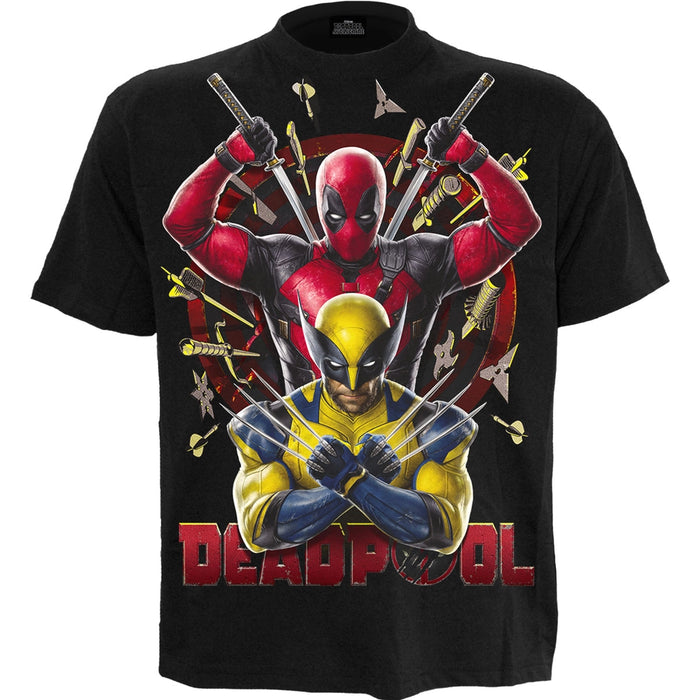 Deadpool Wolverine Bullseye Black T-Shirt - The Board Game Hut