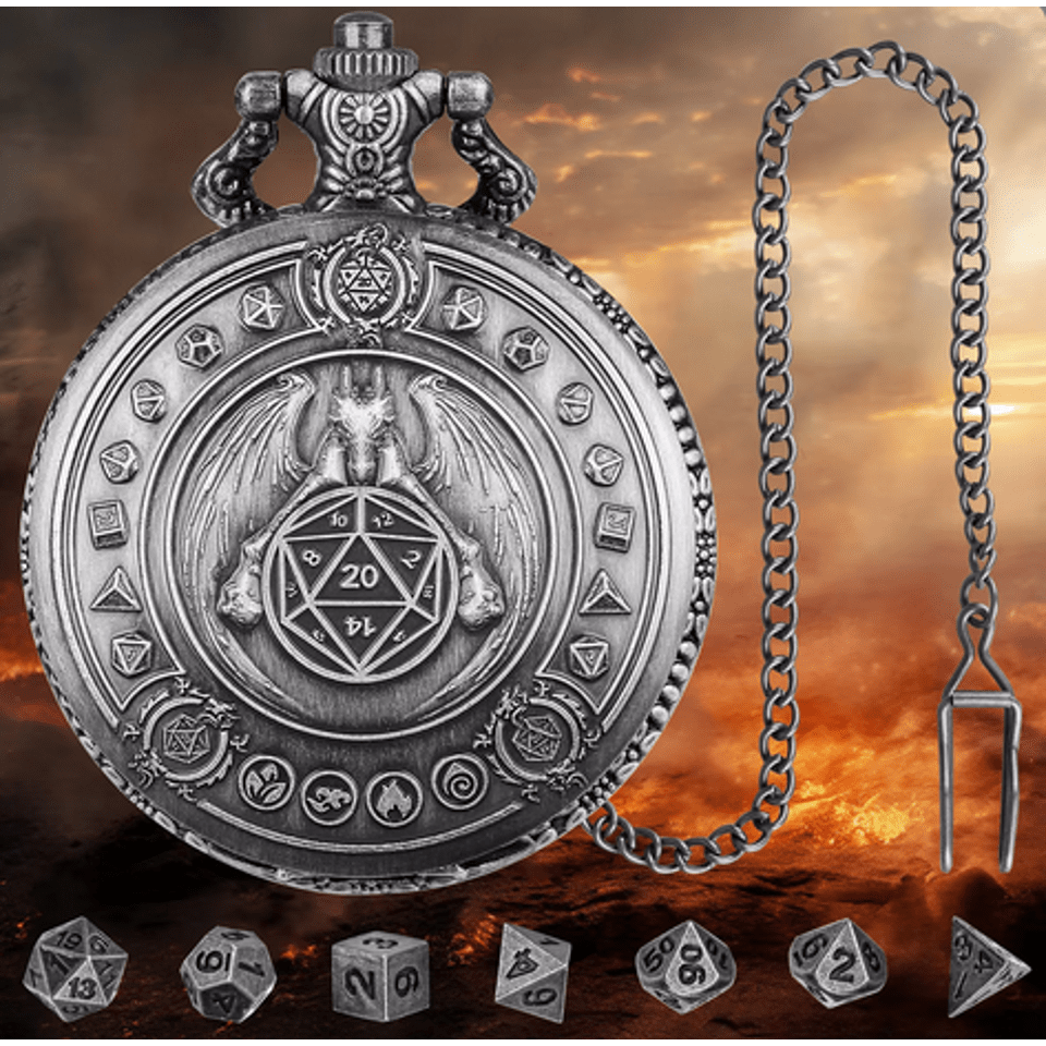 Fatebound Vault | Pocket Watch Case | Ancient Silver - The Board Game Hut