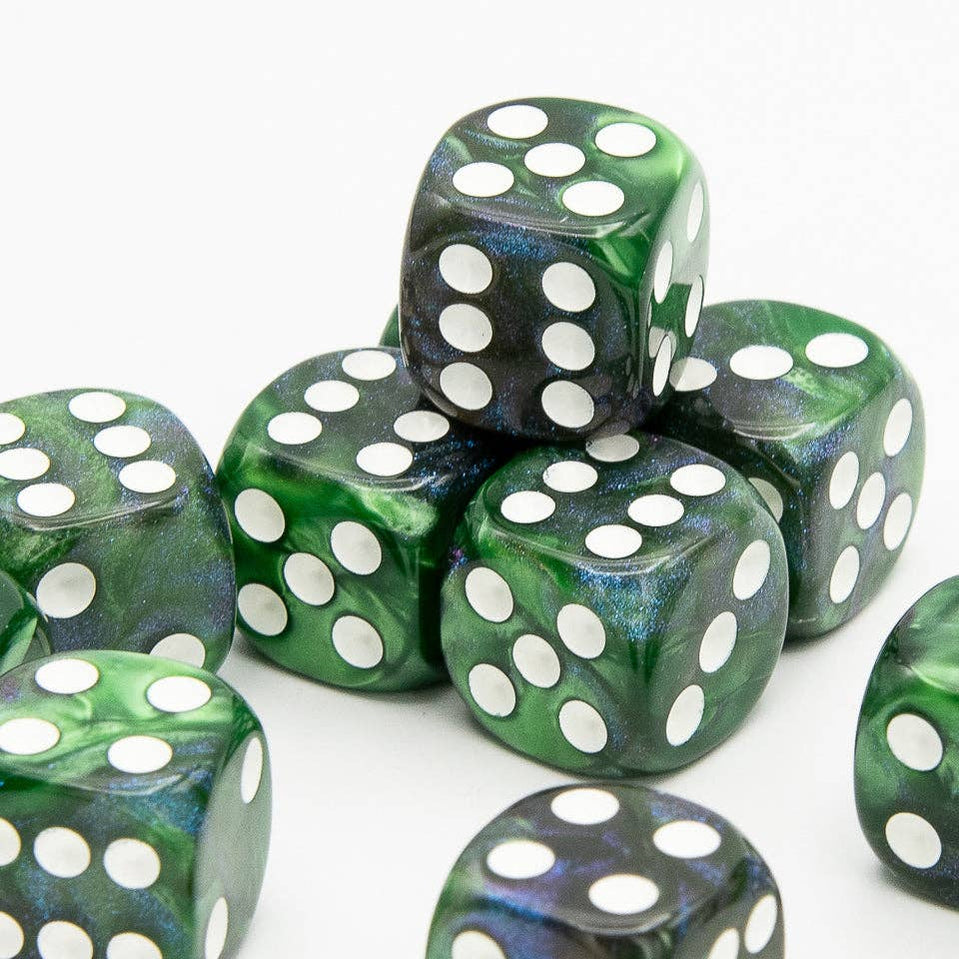 Iridescent D6 Dice Set | Blue Green | RPG 12 Pack - The Board Game Hut