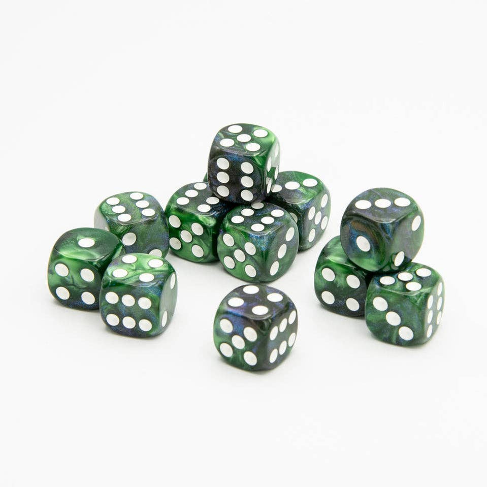 Iridescent D6 Dice Set | Blue Green | RPG 12 Pack - The Board Game Hut
