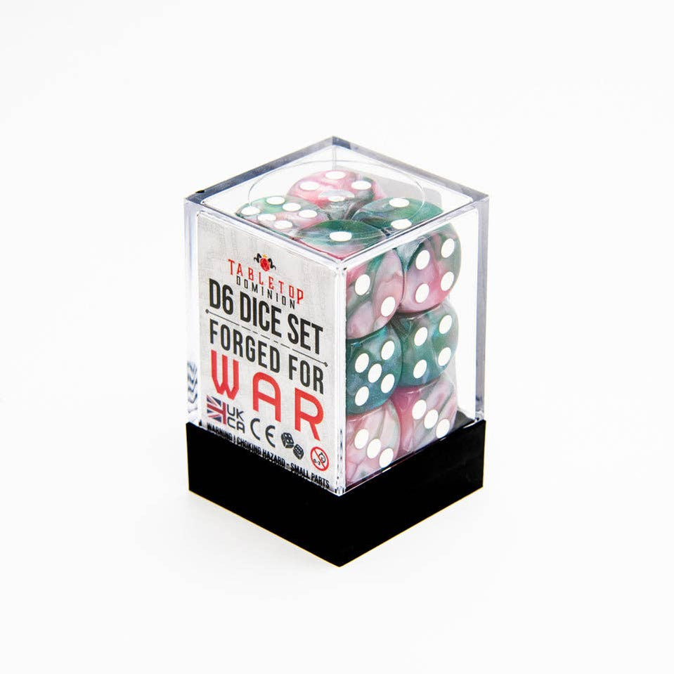 Iridescent D6 Dice Set | Pink Green | RPG 12 Pack - The Board Game Hut