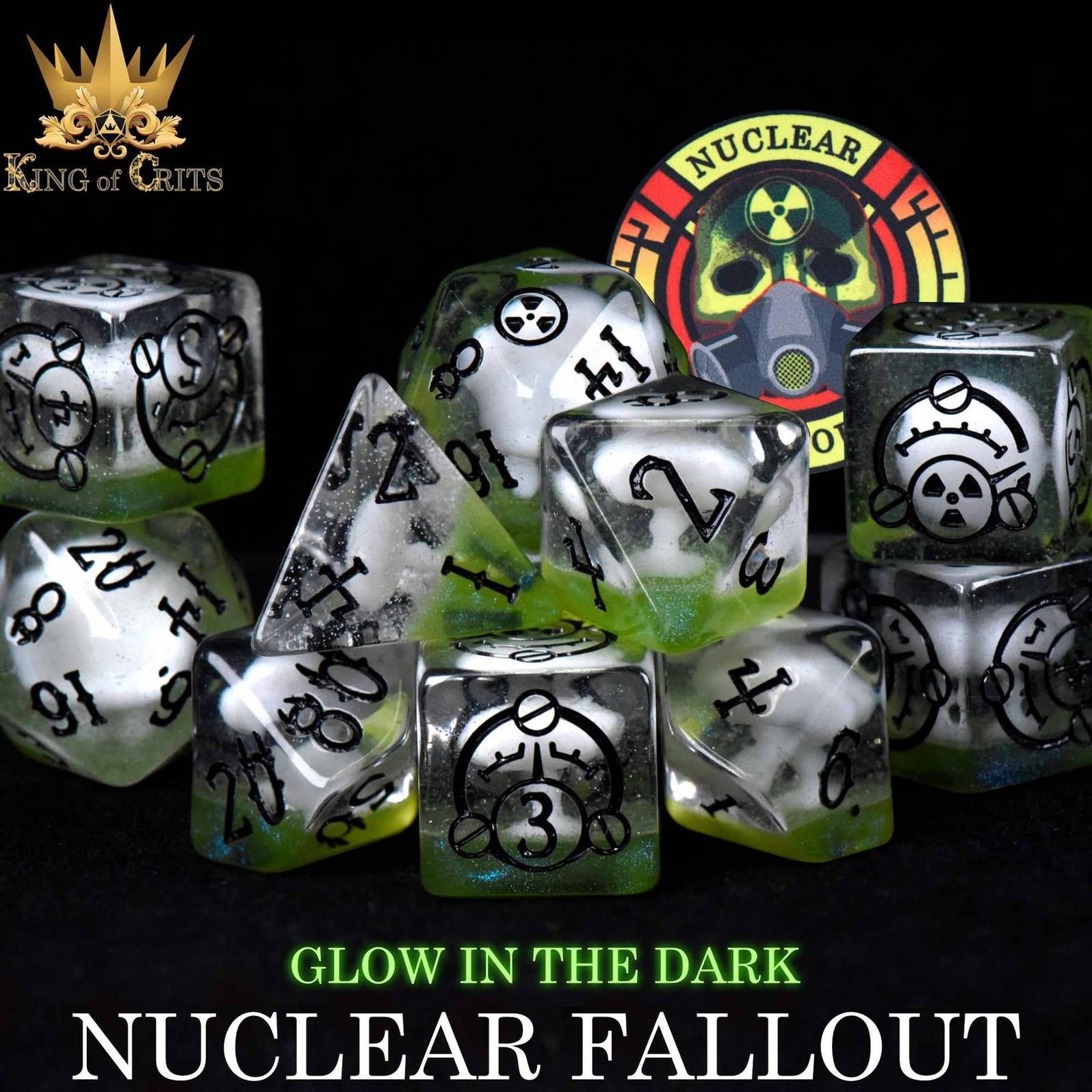 Nuclear Fallout - 11 Dice Set (Glow) - The Board Game Hut