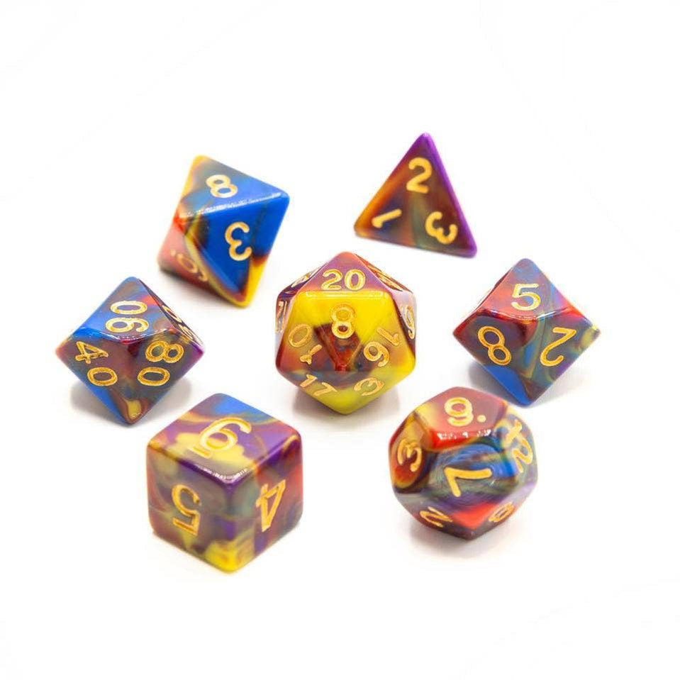 Rainbow Vortex | Acrylic Dice | 7-Polyhedral Set - The Board Game Hut