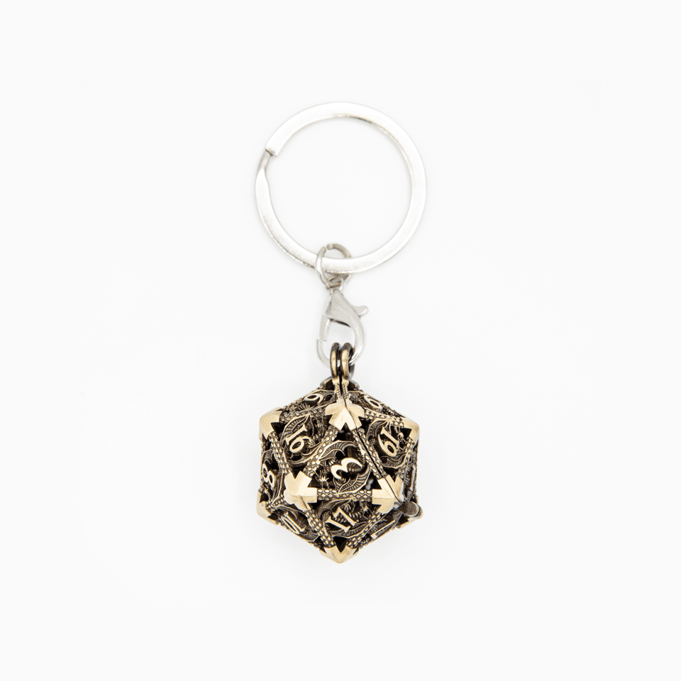 Wyvern's Vault | D20 Keyring w/Mini Dice | Bronze - The Board Game Hut
